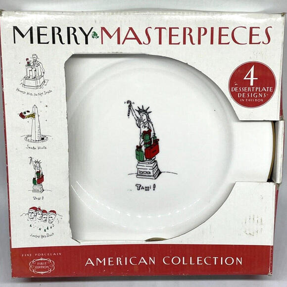 Other | Merry Masterpieces Christmas Dessert Plates 8 American 24k New ...